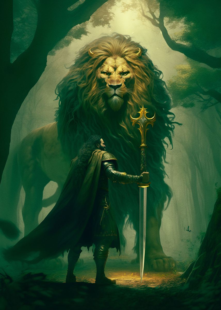 'King lion and Knight' Poster, picture, metal print, paint by Muhammad ...