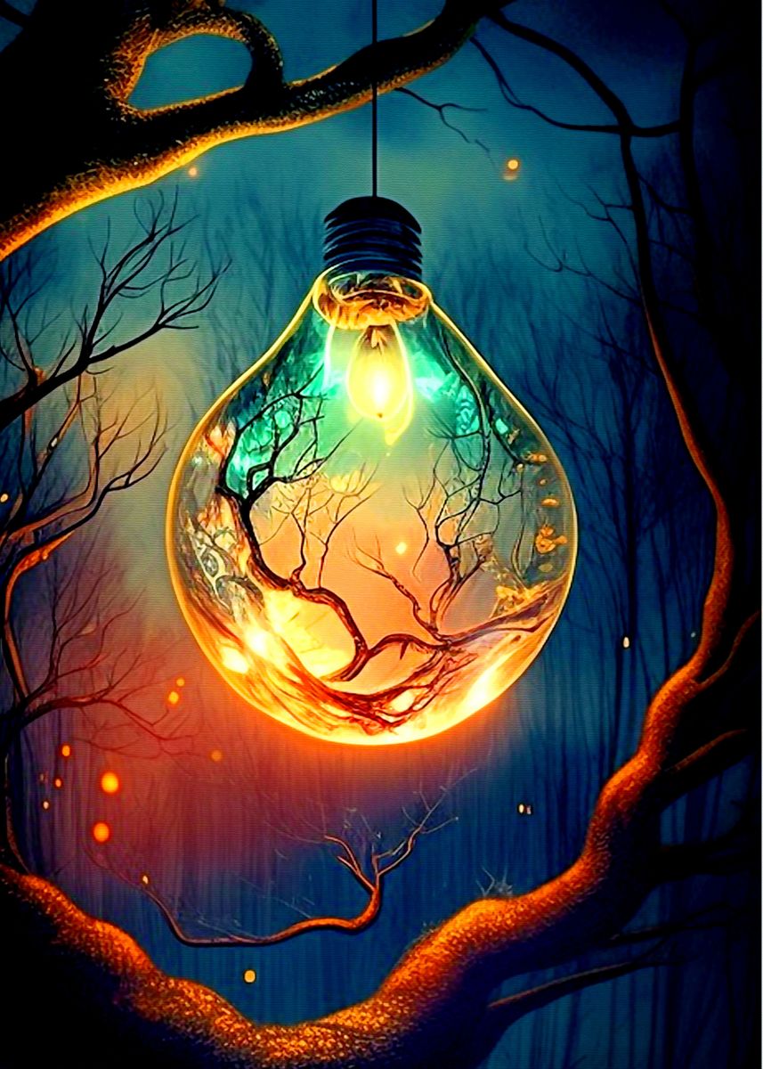 'Fantasy Light Bulb' Poster, picture, metal print, paint by Keanu Reso ...