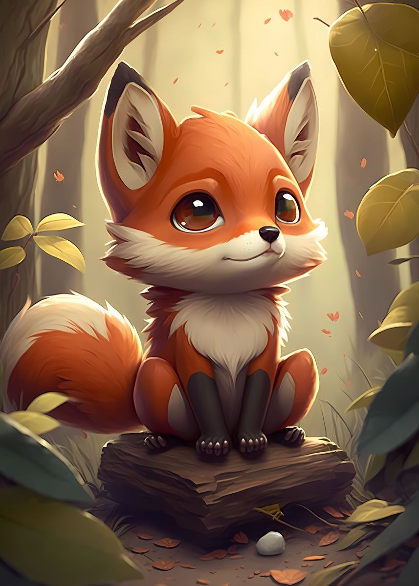 'Cute Woodland Fox' Poster, picture, metal print, paint by Epsilite ...
