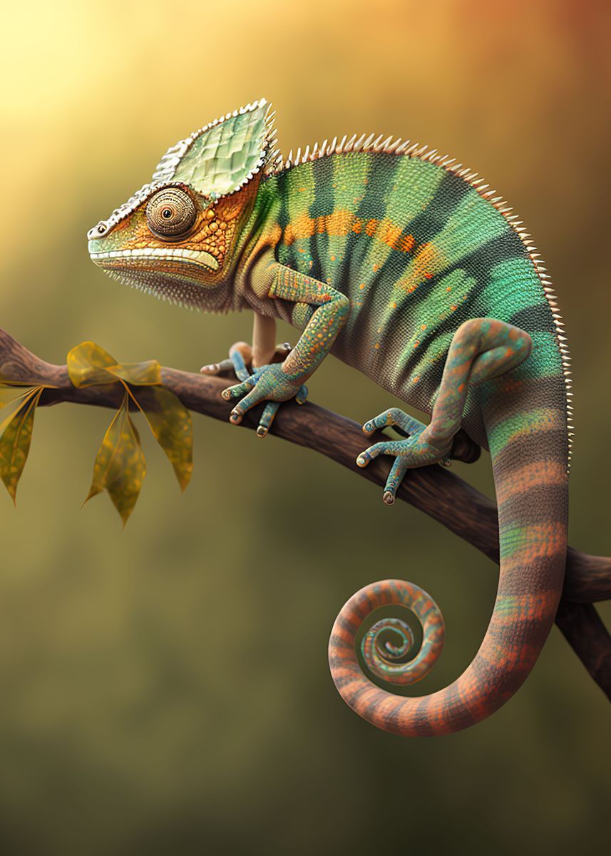 'chameleon ' Poster, picture, metal print, paint by ellenanydia | Displate