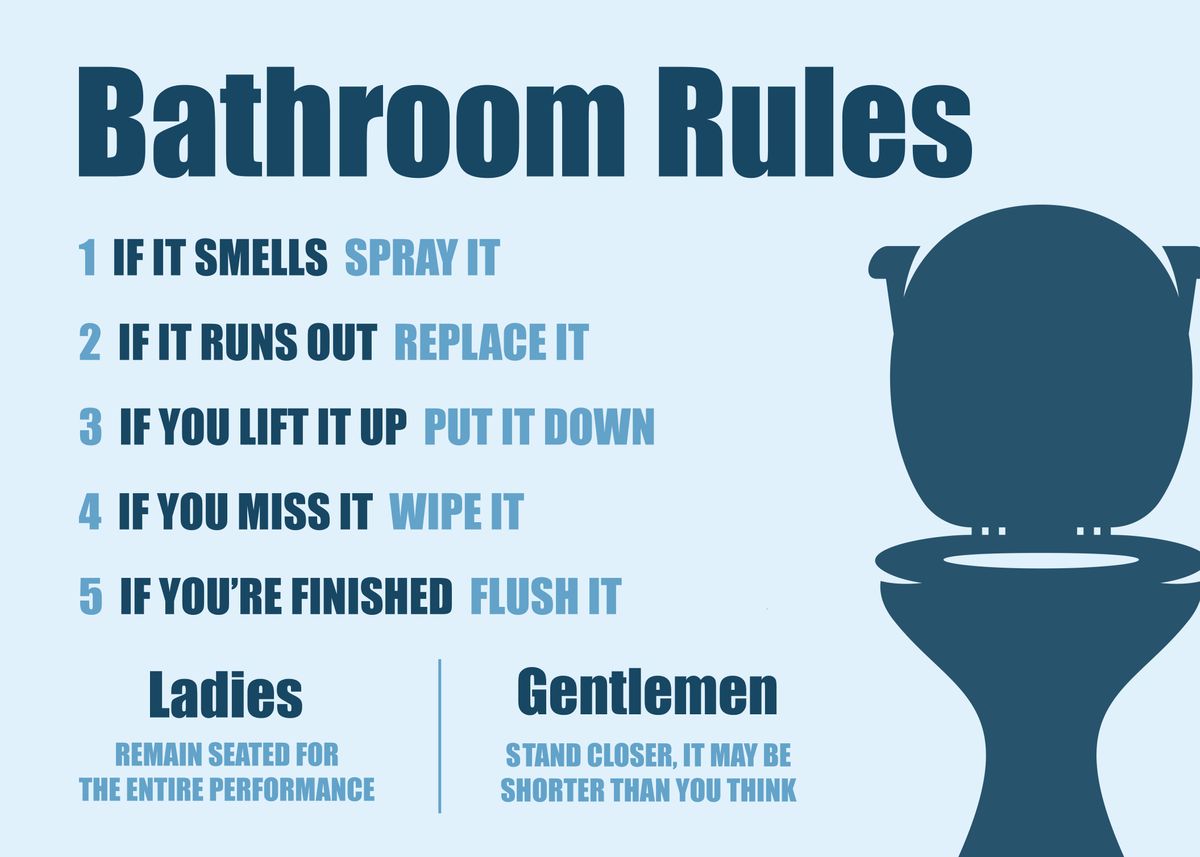 'Bathroom Rules Funny Sign' Poster by 84PixelDesign | Displate