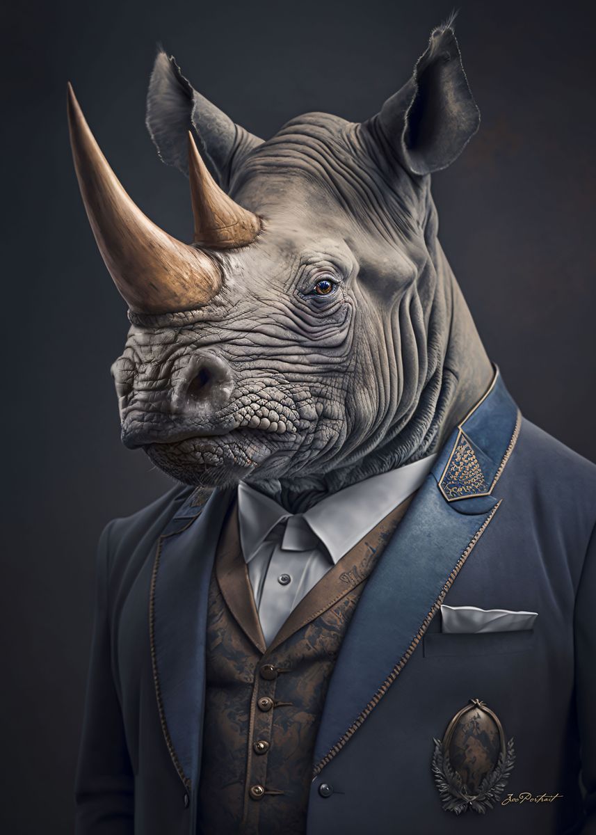 'Rhinoceros Portrait' Poster, picture, metal print, paint by Clement ...