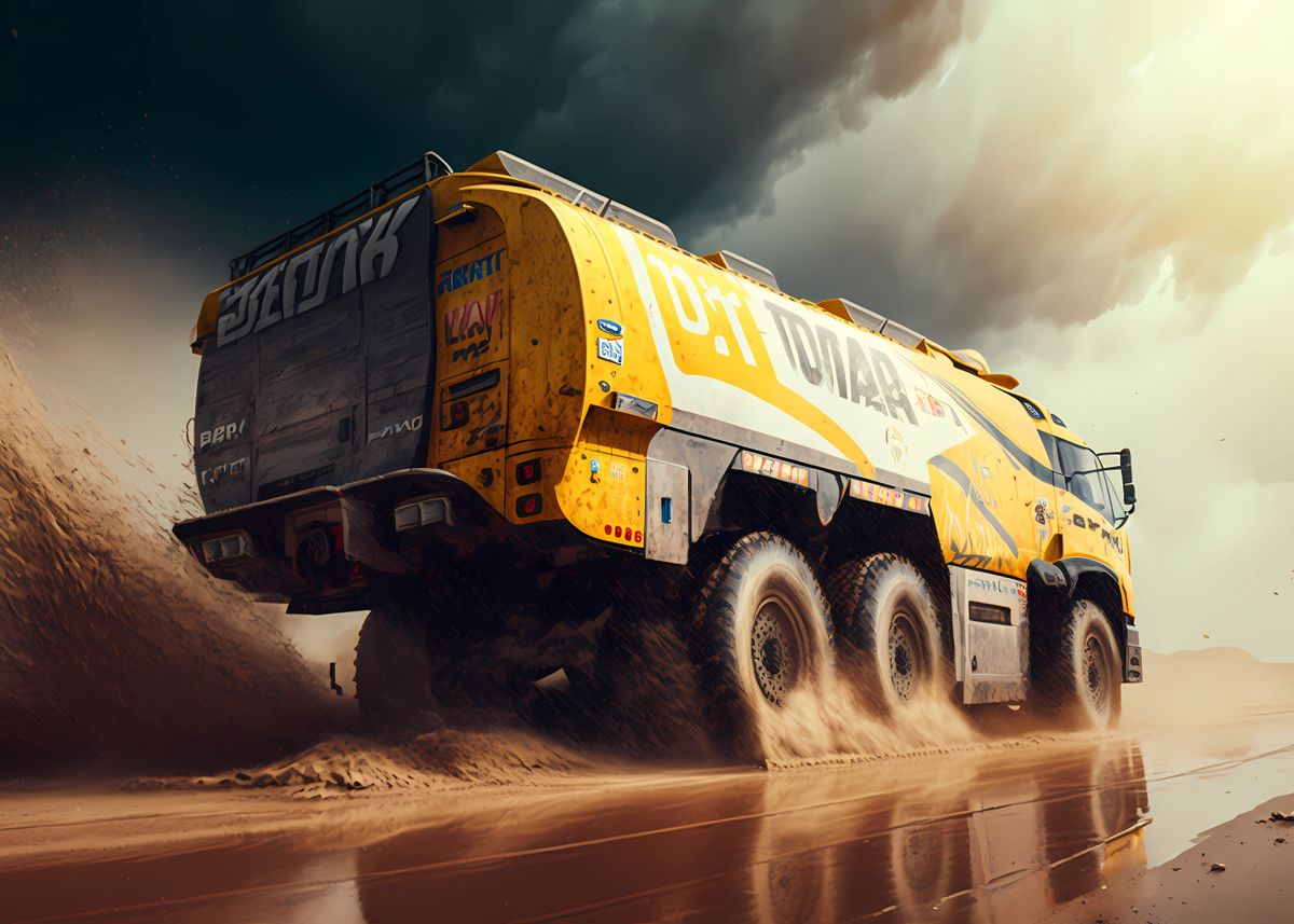 'Dakar rally truck motion' Poster by Jiri Hodecek | Displate