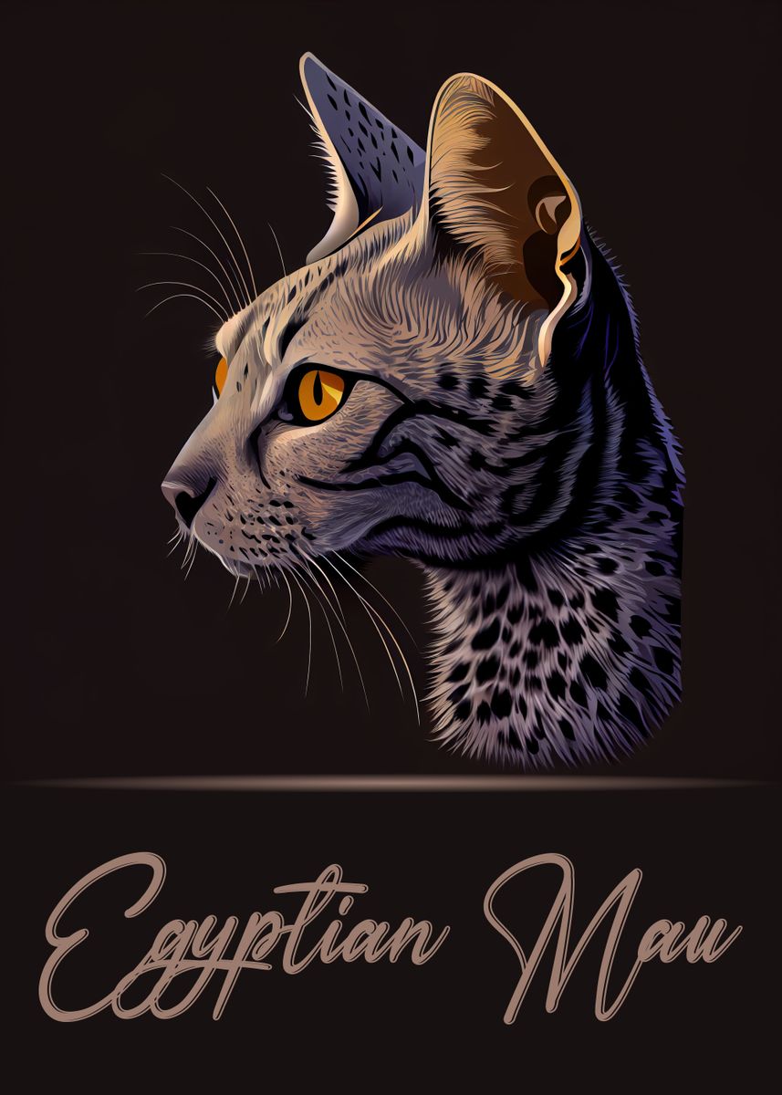 'Elegant Egyptian Mau' Poster, picture, metal print, paint by Artistic ...