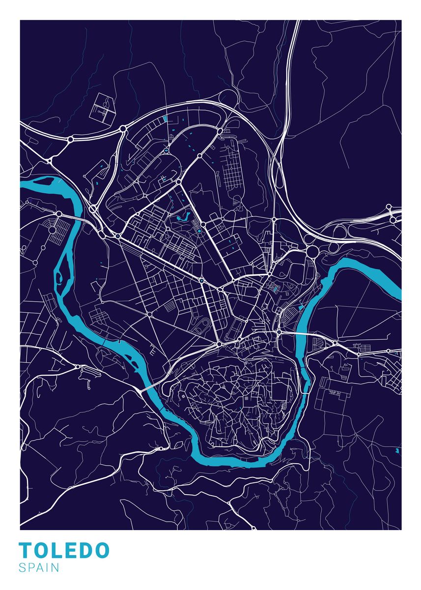 'Toledo City Map' Poster, picture, metal print, paint by Trulaf Design ...