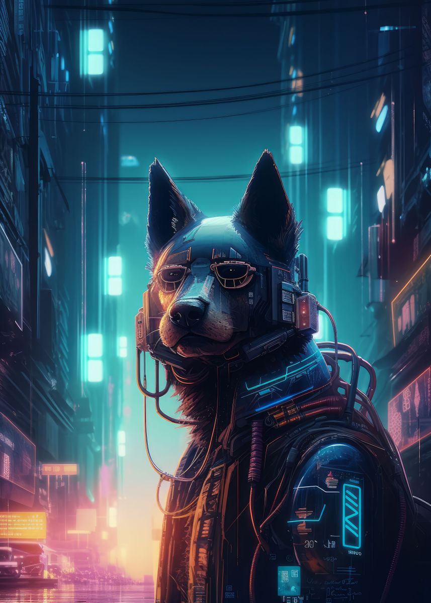 'Cyberpunk Dog' Poster, picture, metal print, paint by BnWDesigner ...