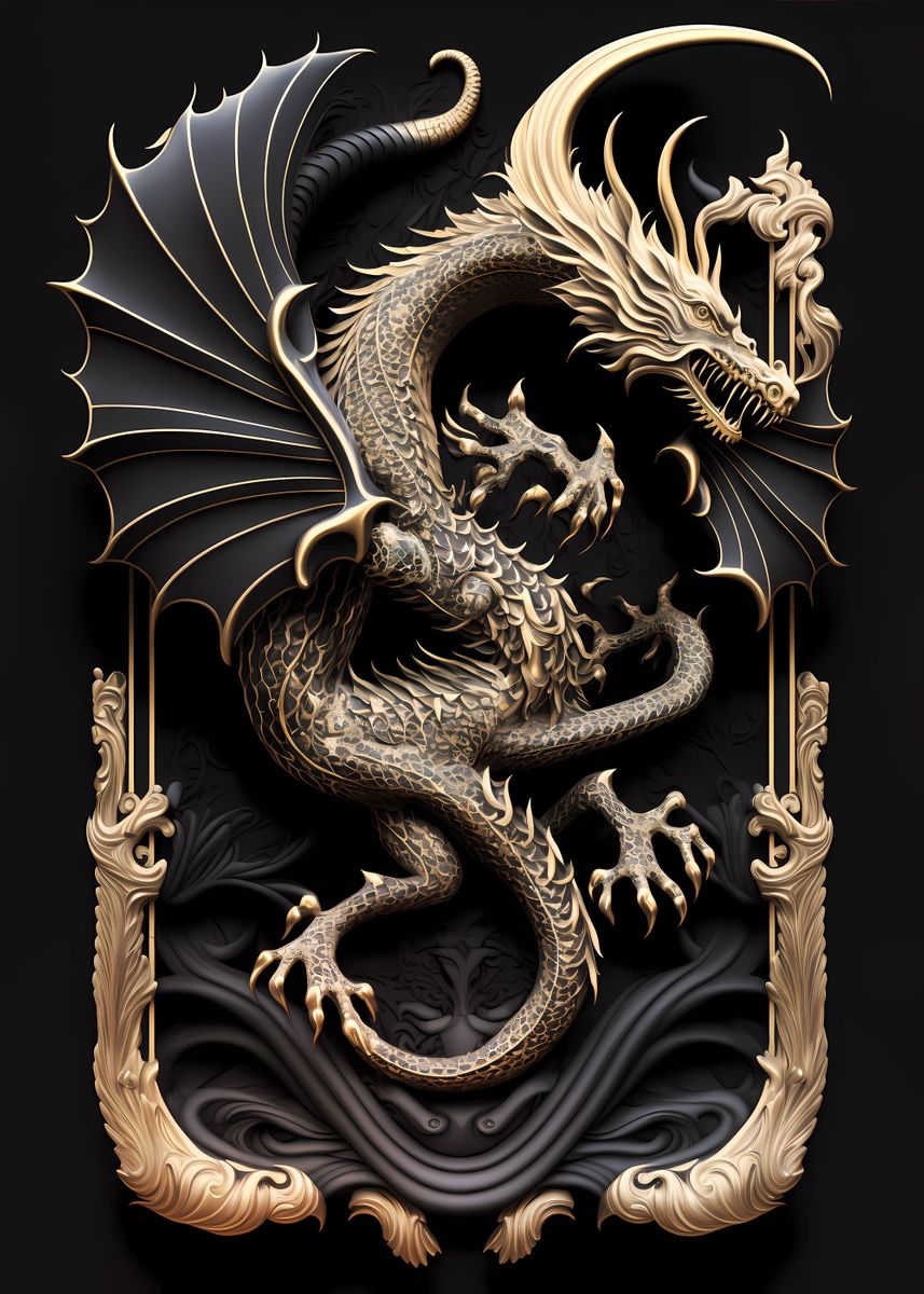 'Monster Dragon Art Deco' Poster, picture, metal print, paint by Luong ...
