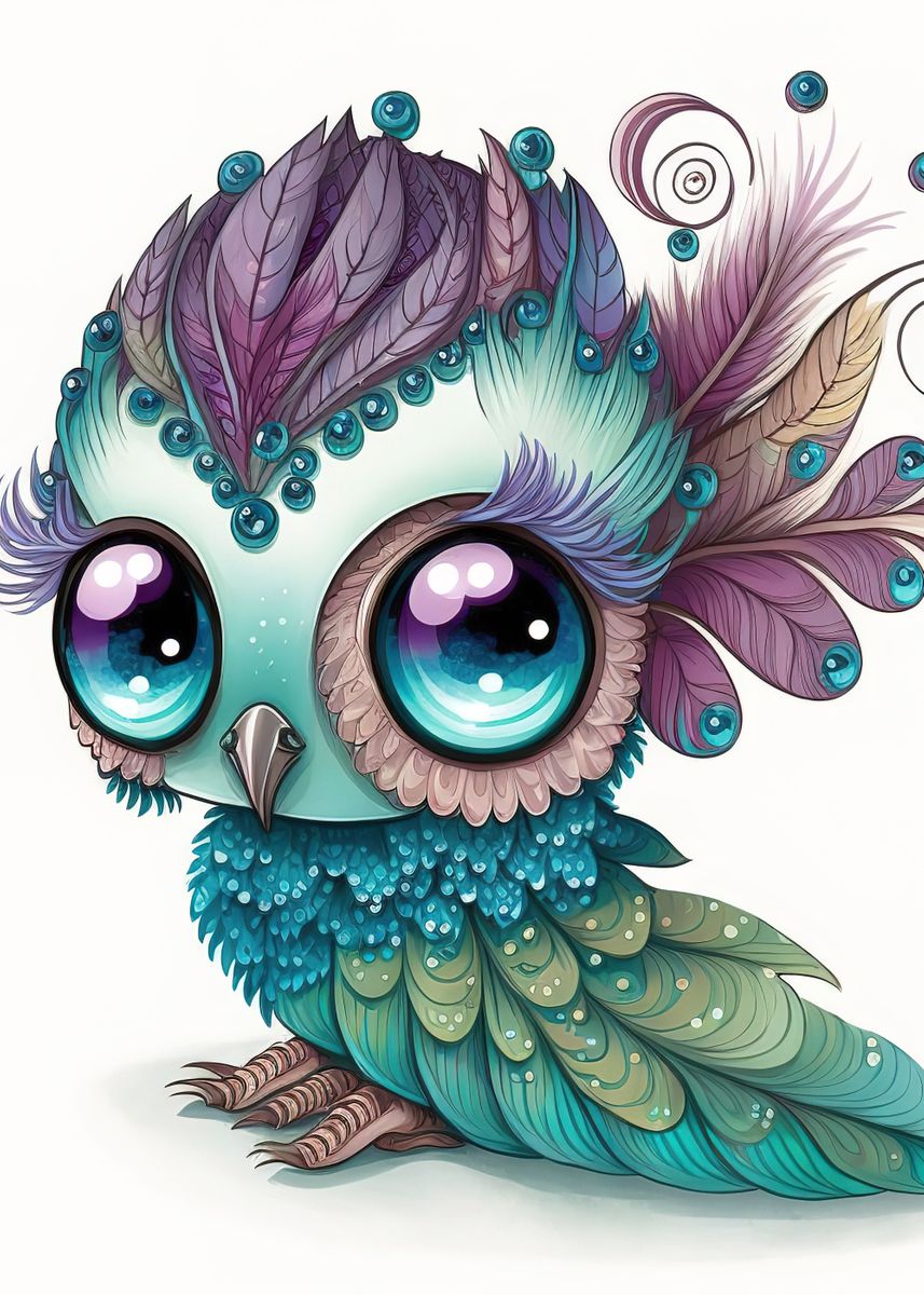 'peacock chibi ' Poster, picture, metal print, paint by Chloe Connelly ...