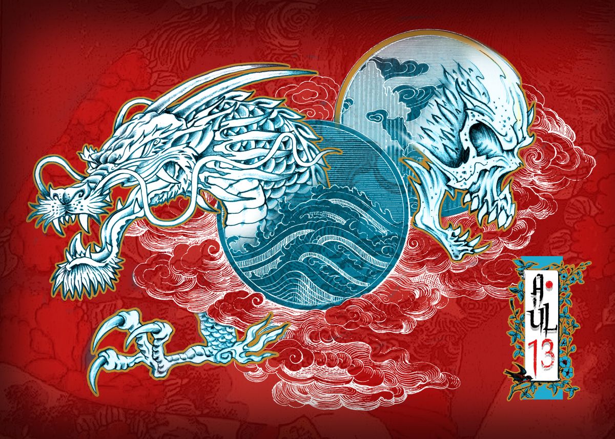 'Blue Dragon Skull' Poster by Alchemy London | Displate