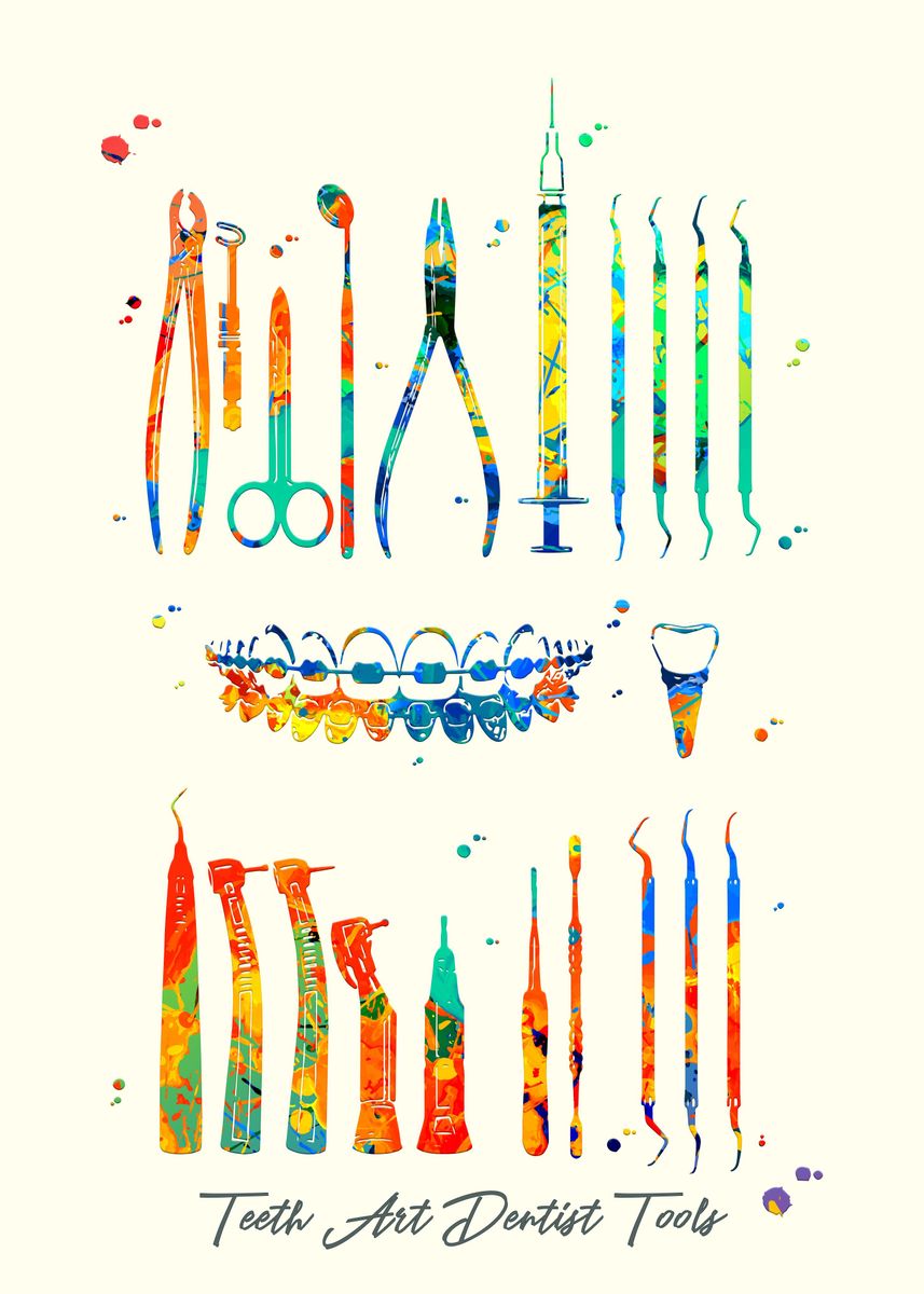 'Teeth Art Dentist Tools' Poster, picture, metal print, paint by ...