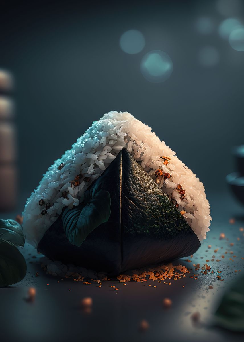 'onigiri ' Poster, picture, metal print, paint by Eudora | Displate