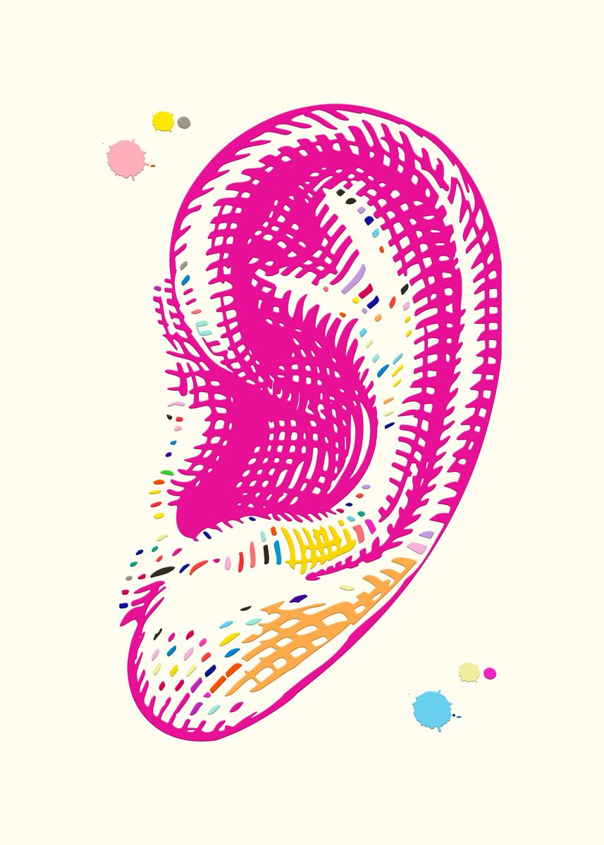 'Audiology Art Print Ear' Poster, picture, metal print, paint by Dutton ...
