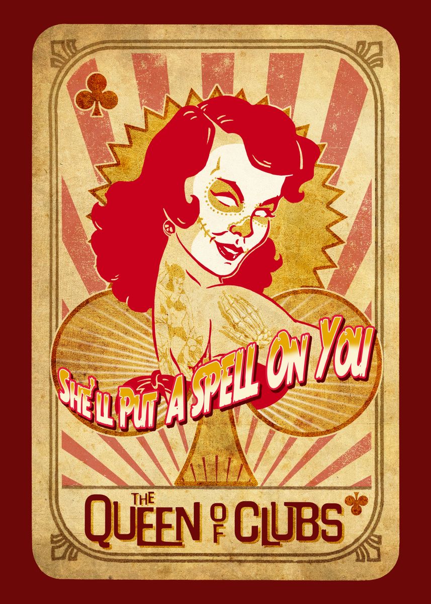 'The Queen of Clubs' Poster, picture, metal print, paint by Alchemy London | Displate