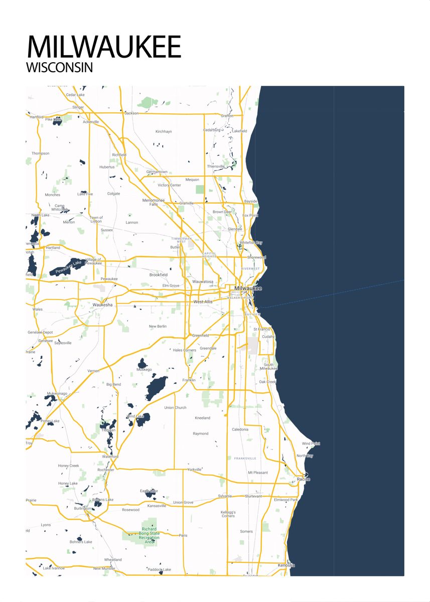 'Poster Milwaukee' Poster, picture, metal print, paint by Ricardo Costa | Displate