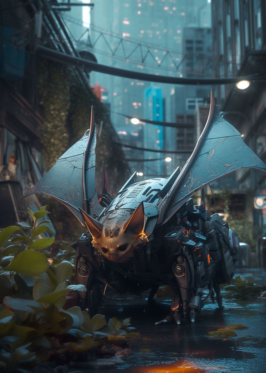 'Cyberpunk Bat' Poster, picture, metal print, paint by Jens Wiegrink ...
