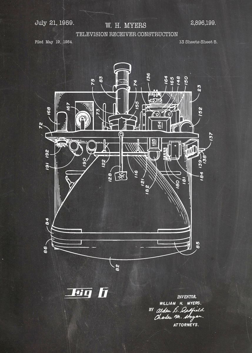 'television reciever patent' Poster, picture, metal print, paint by ...