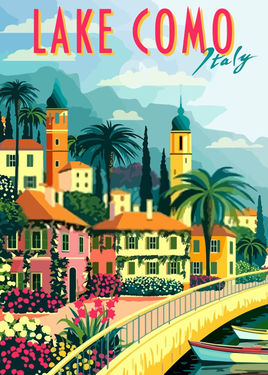 'Travel to lake como' Poster, picture, metal print, paint by Leonardo ...