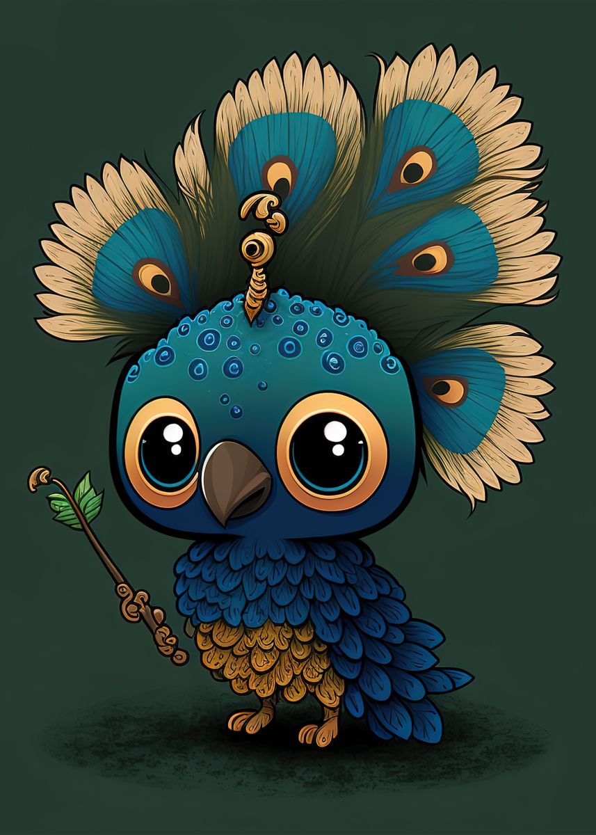 'peacock chibi ' Poster, picture, metal print, paint by Chloe Connelly ...