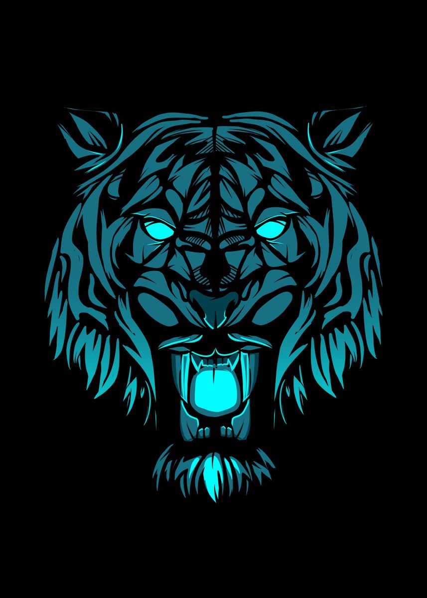 'Tiger with Shadow Eye' Poster, picture, metal print, paint by P U F F ...