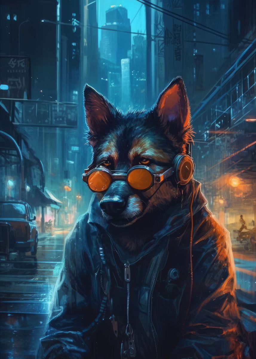 'Cyberpunk Dog' Poster, picture, metal print, paint by BnWDesigner ...