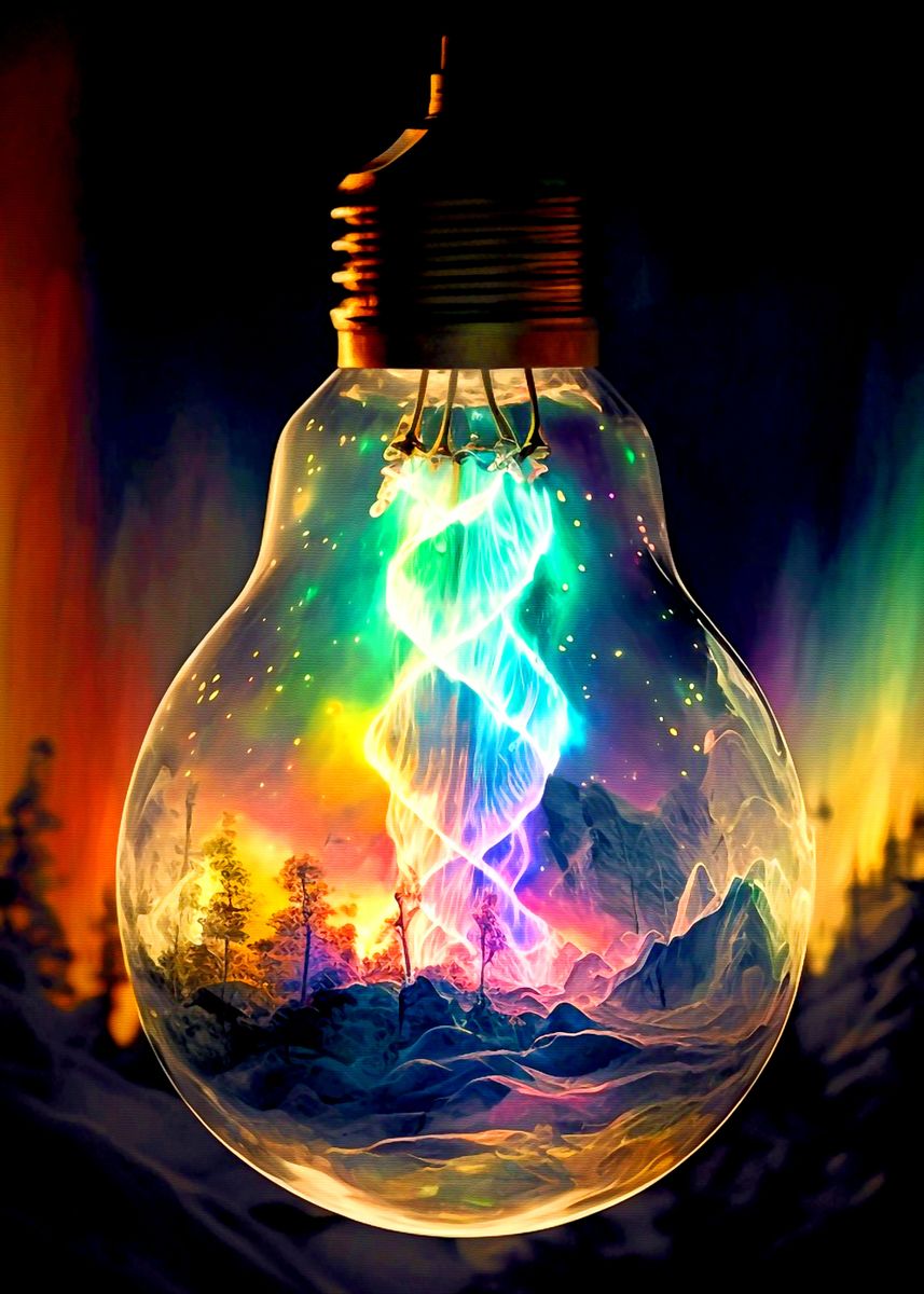 'Fantasy Light Bulb' Poster, picture, metal print, paint by Keanu Reso ...
