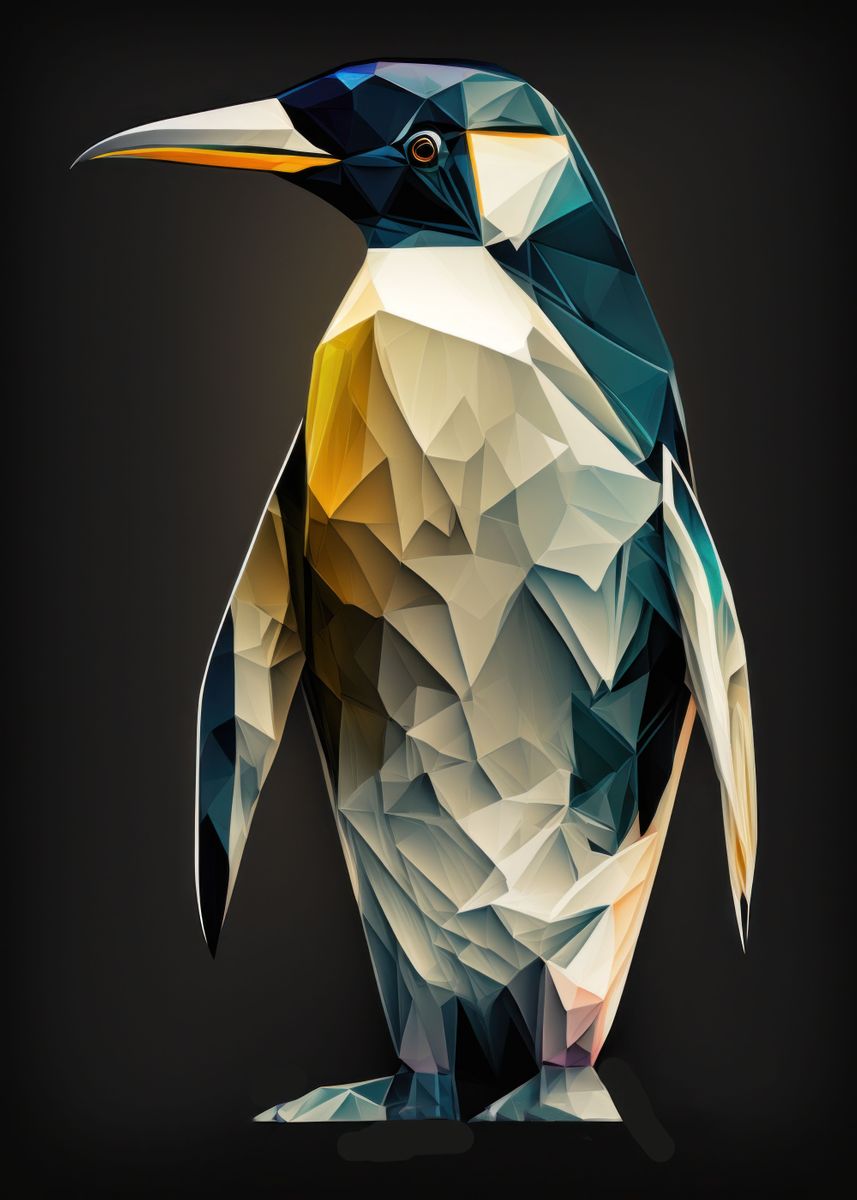 'Abstract Geometric Penguin' Poster, picture, metal print, paint by ...