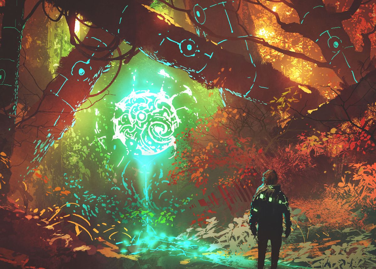 'enchanted red forest' Poster by dwopp | Displate