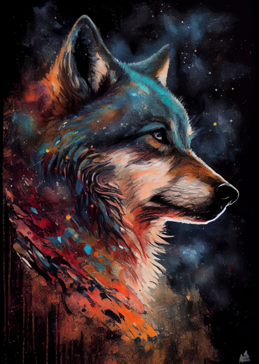 'Wolf Ink Painting' Poster, picture, metal print, paint by Scott Prokop ...