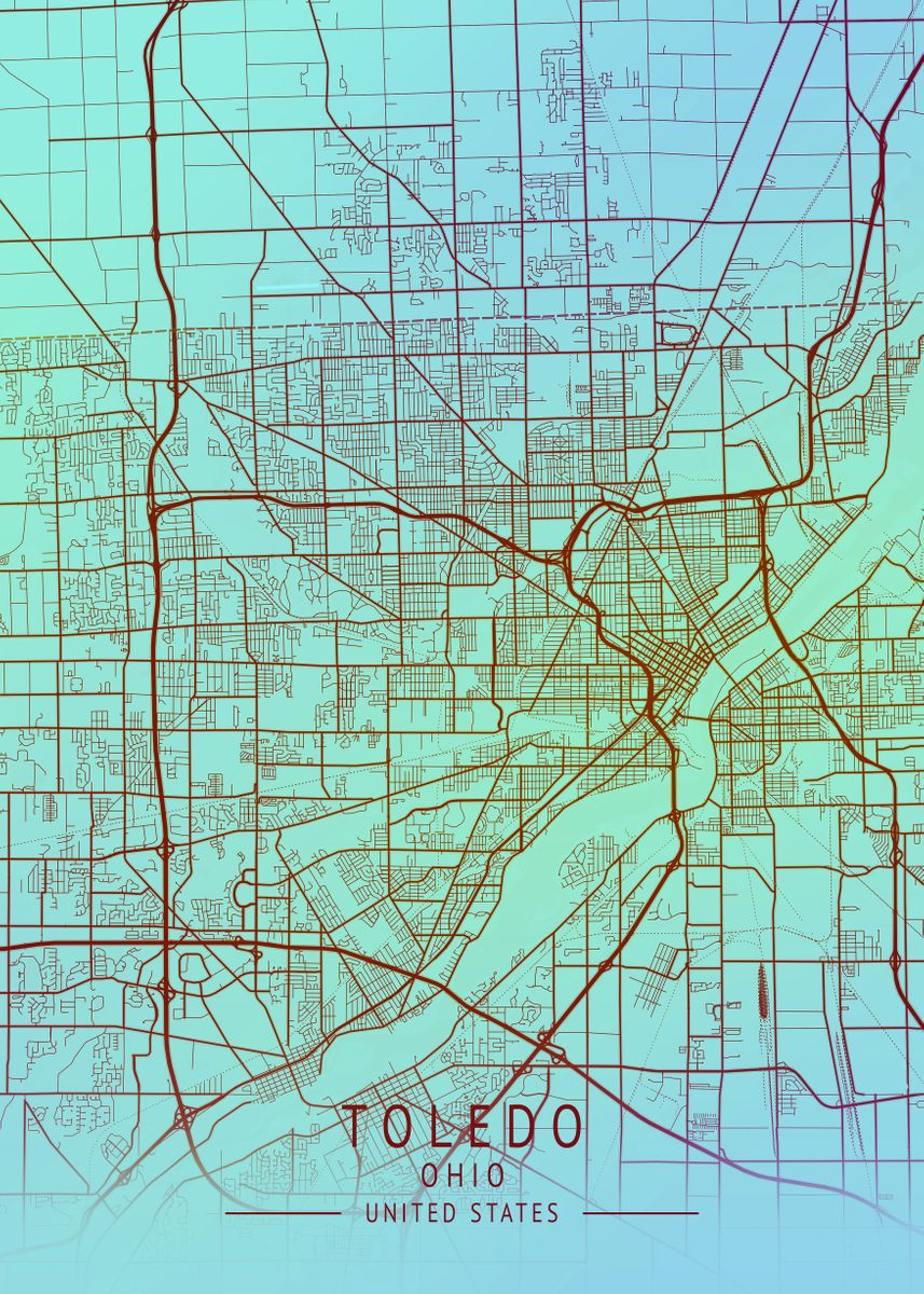 'Toledo USA City Map' Poster, picture, metal print, paint by Gigi Bgm ...