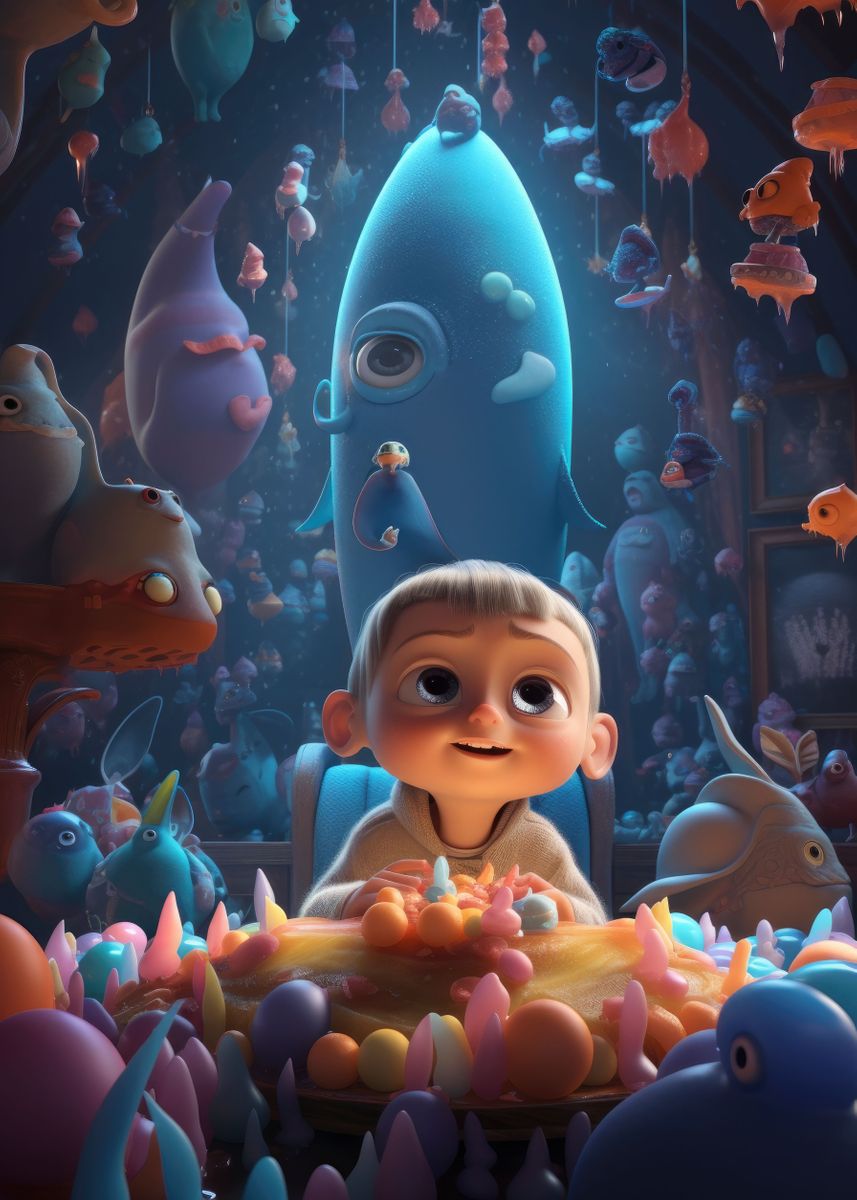 'Baby 3d Surrounded Aliens' Poster, picture, metal print, paint by ...