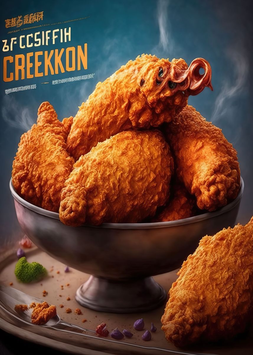 'fried chicken' Poster, picture, metal print, paint by Chester Draper ...