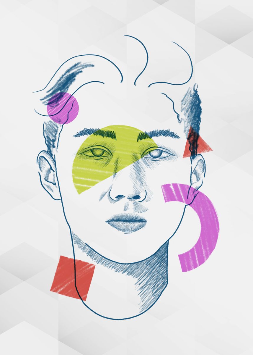 'Geometric Face Shapes' Poster, picture, metal print, paint by NIZAM ...