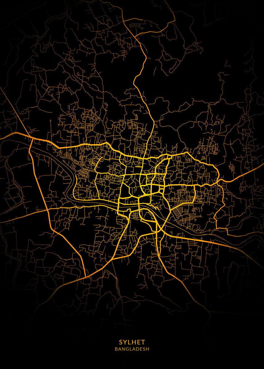 'Sylhet City Map' Poster, picture, metal print, paint by Trulaf Design ...