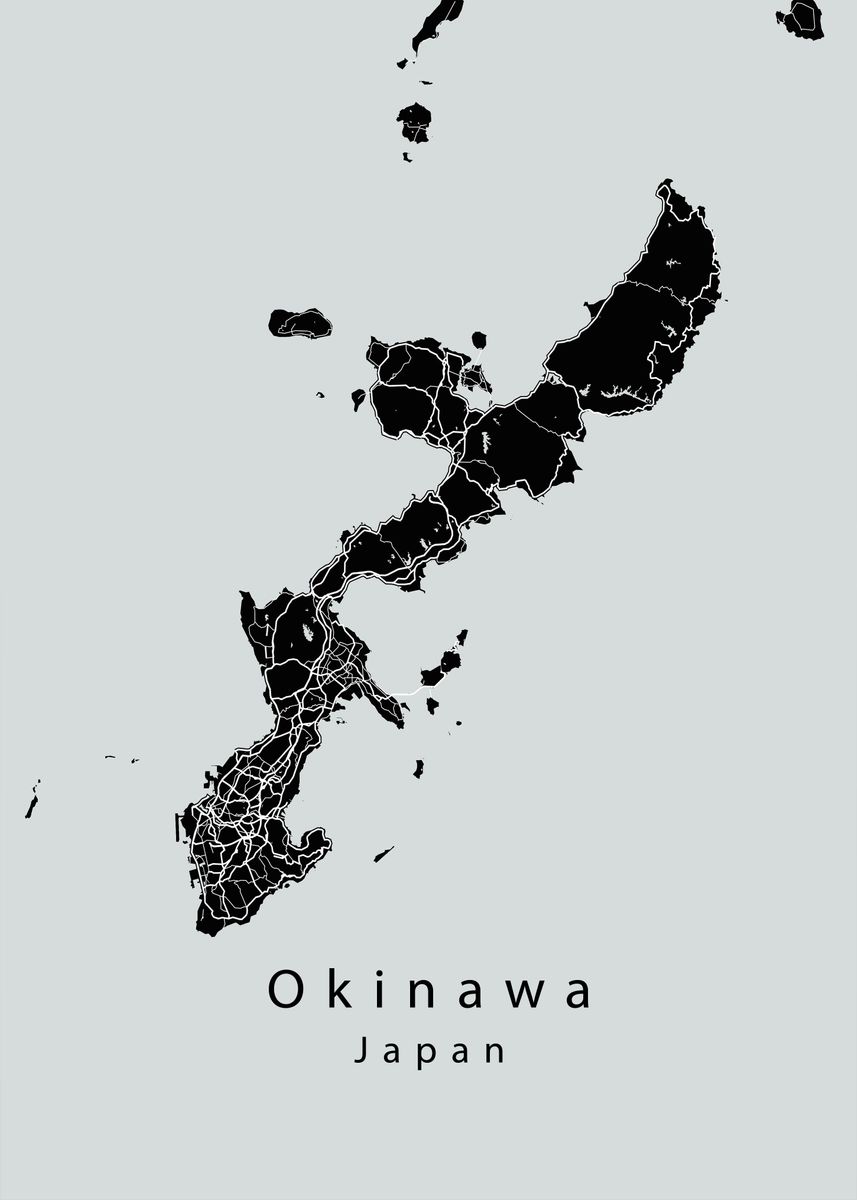 'Okinawa Japan Island Map' Poster, picture, metal print, paint by ...
