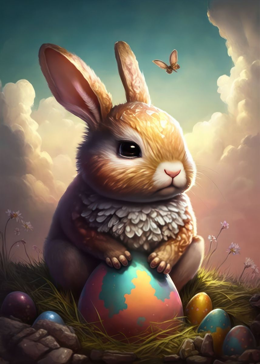 'Easter Bunny IX' Poster, picture, metal print, paint by JS Art Design ...
