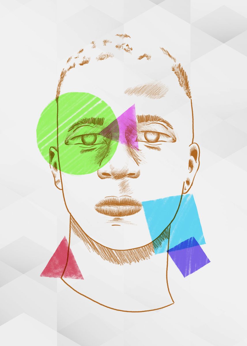 'Geometric Face Shapes' Poster, picture, metal print, paint by NIZAM ...