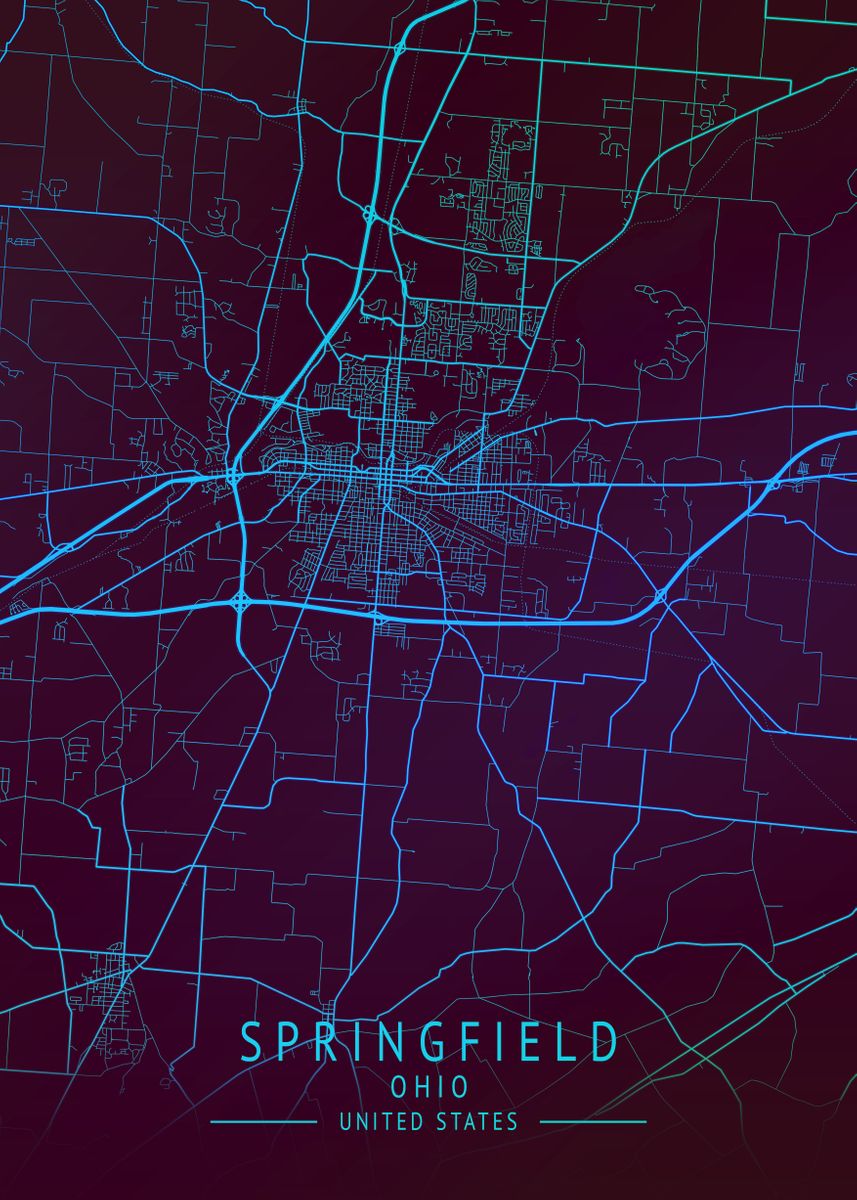 'Springfield USA City Map' Poster, picture, metal print, paint by Gigi ...