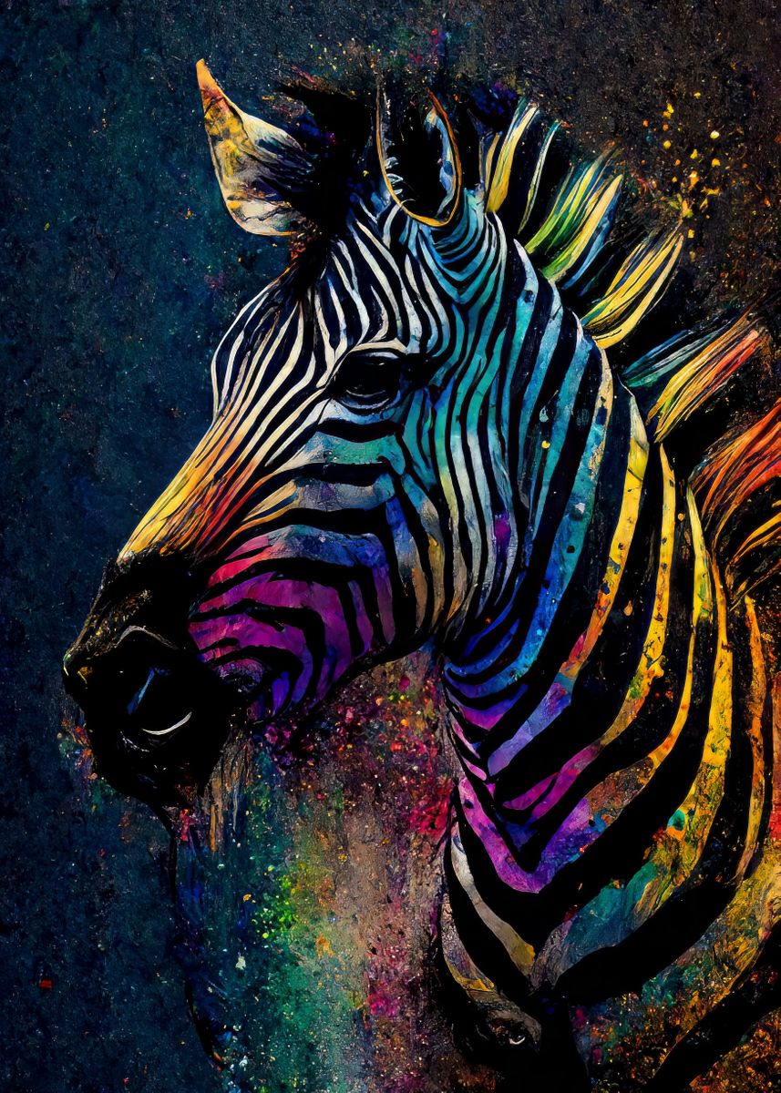 'Zebra Ink Painting' Poster, picture, metal print, paint by Scott ...
