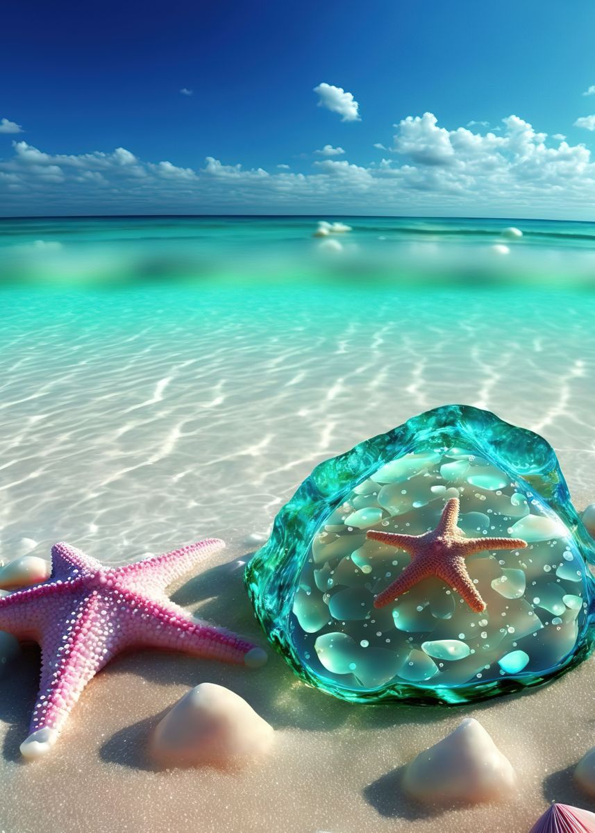 'beautiful beach' Poster, picture, metal print, paint by deidrera cheal ...