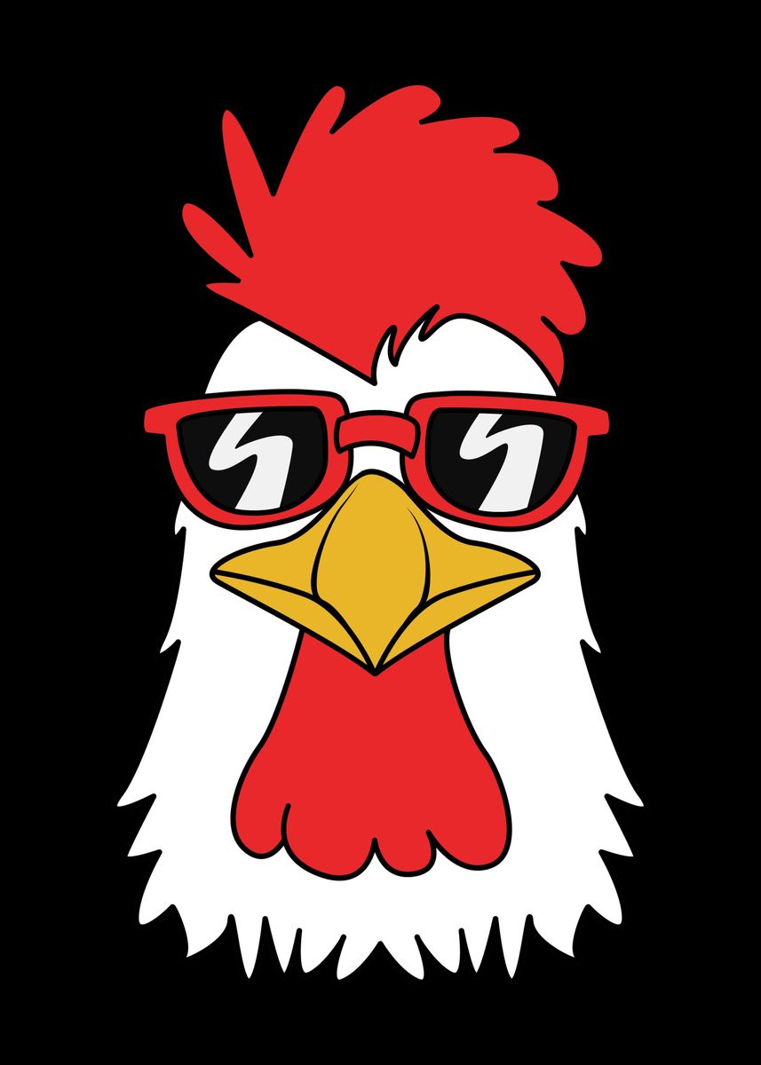'Chicken Wearing Glasses' Poster, picture, metal print, paint by ...
