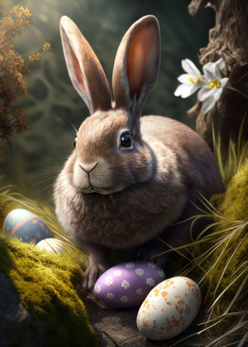 'Easter Bunny VI' Poster, picture, metal print, paint by JS Art Design ...
