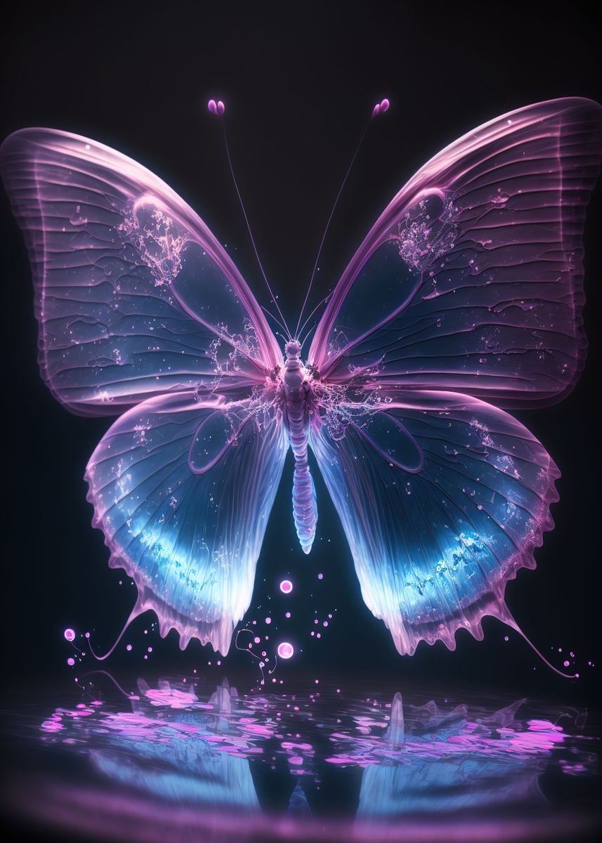 'glow butterfly ' Poster, picture, metal print, paint by Jena | Displate