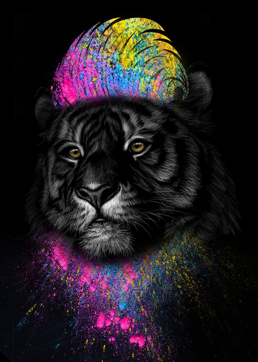 'Funky Tiger' Poster, picture, metal print, paint by Art Concept | Displate