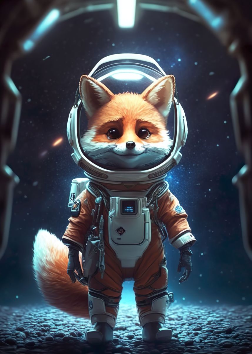 'Astronaut Space Fox' Poster, picture, metal print, paint by Dennex ...