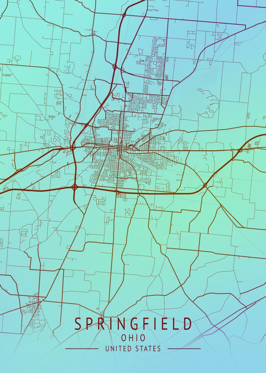 'Springfield USA City Map' Poster, picture, metal print, paint by Gigi ...