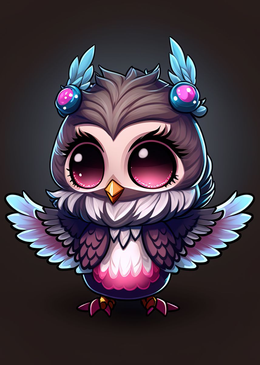 'chibi owl' Poster, picture, metal print, paint by Philippa Quintero ...