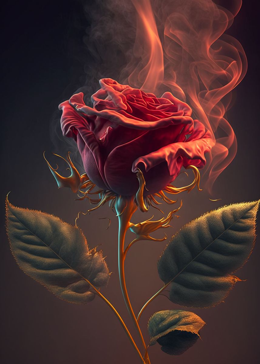 'Abstract red rose' Poster, picture, metal print, paint by Jiri Hodecek ...