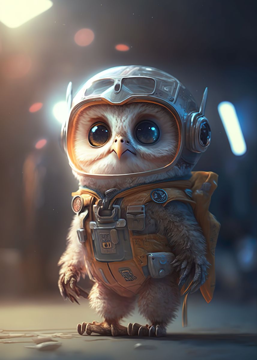 'Astronaut Space Owl' Poster, picture, metal print, paint by Dennex ...