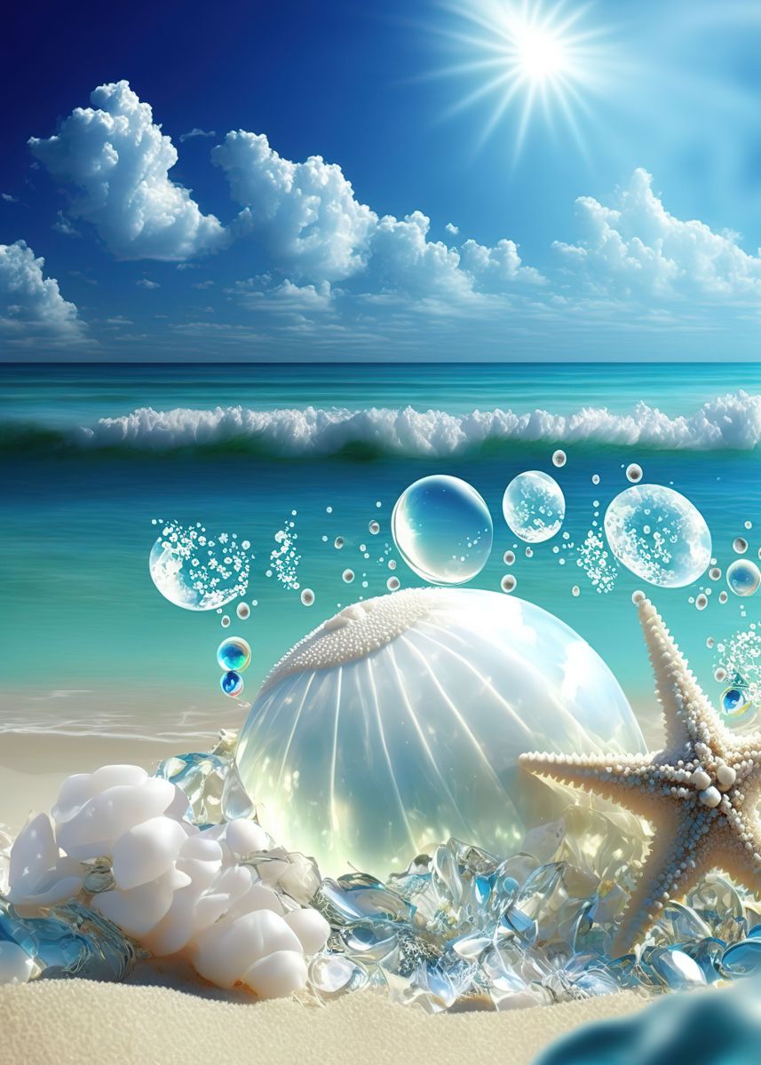 'beautiful beach' Poster, picture, metal print, paint by deidrera cheal ...