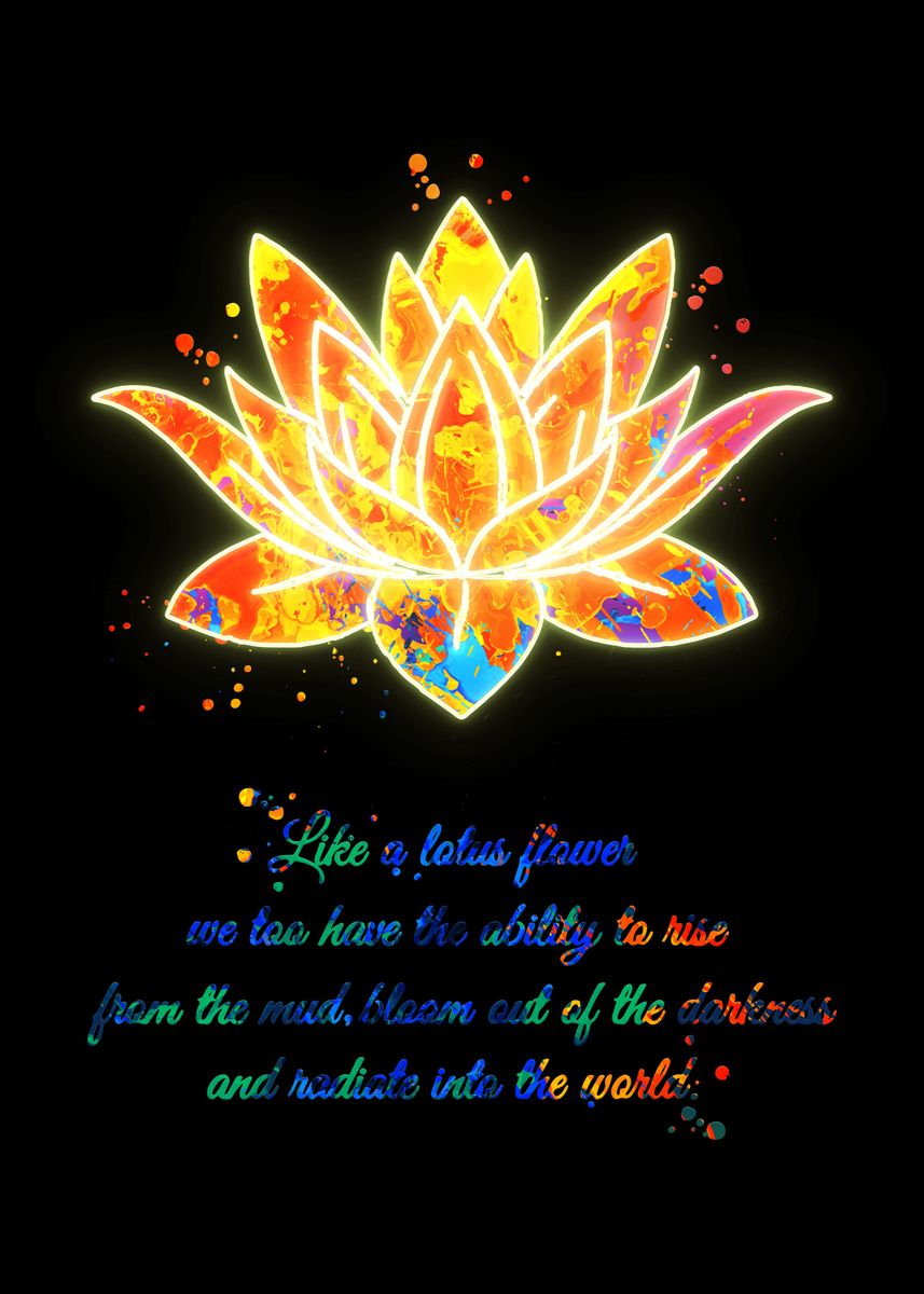 'Lotus Quote' Poster, picture, metal print, paint by Tony Lee | Displate